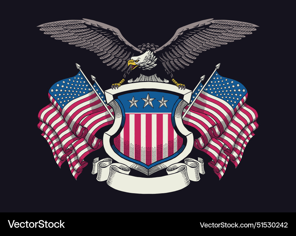 Hand Drawn American Eagle Shield Royalty Free Vector Image
