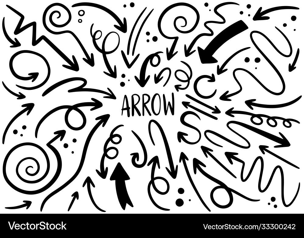 Hand Drawn Doodle Arrows Royalty Free Vector Image