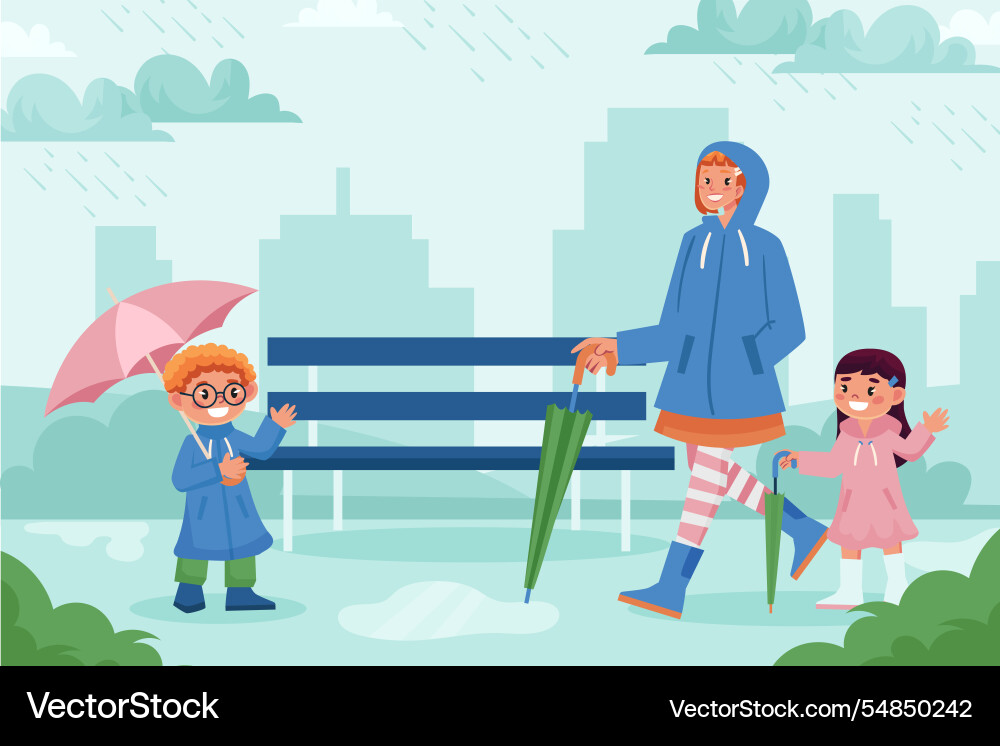 Hand drawn flat monsoon season cartoon composition