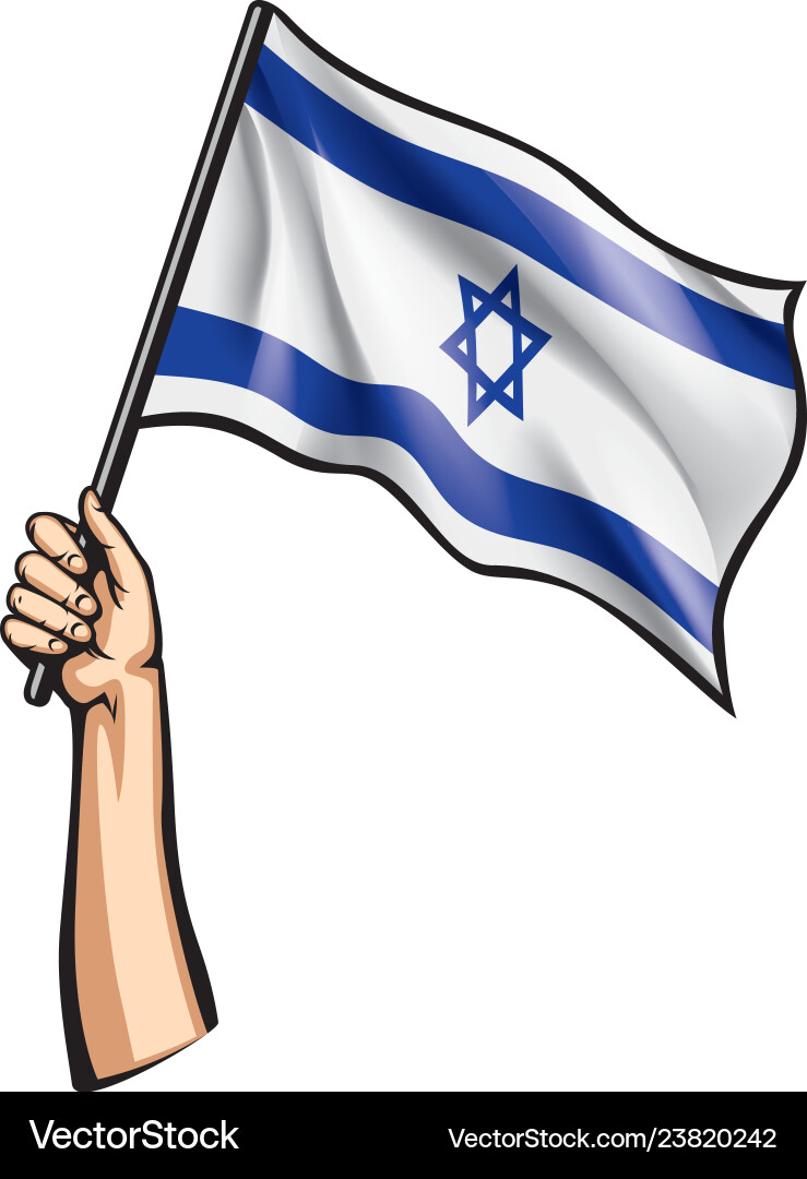Israel flag and hand on white background Vector Image