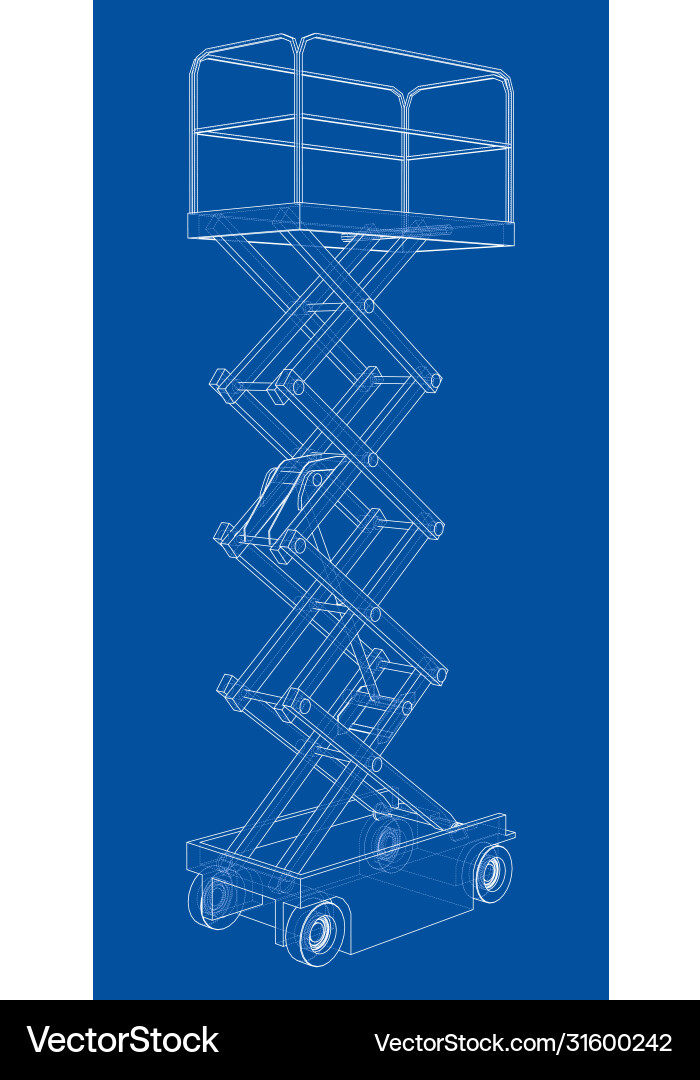 Scissor lift concept outline Royalty Free Vector Image