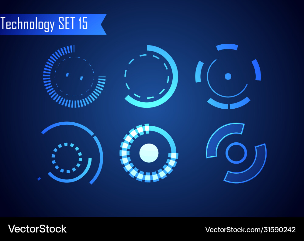 Set circle abstract digital technology ui Vector Image