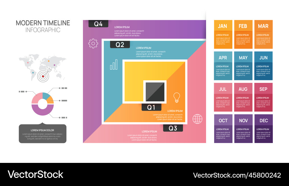 Timeline Roadmap Calendar Diagram Royalty Free Vector Image