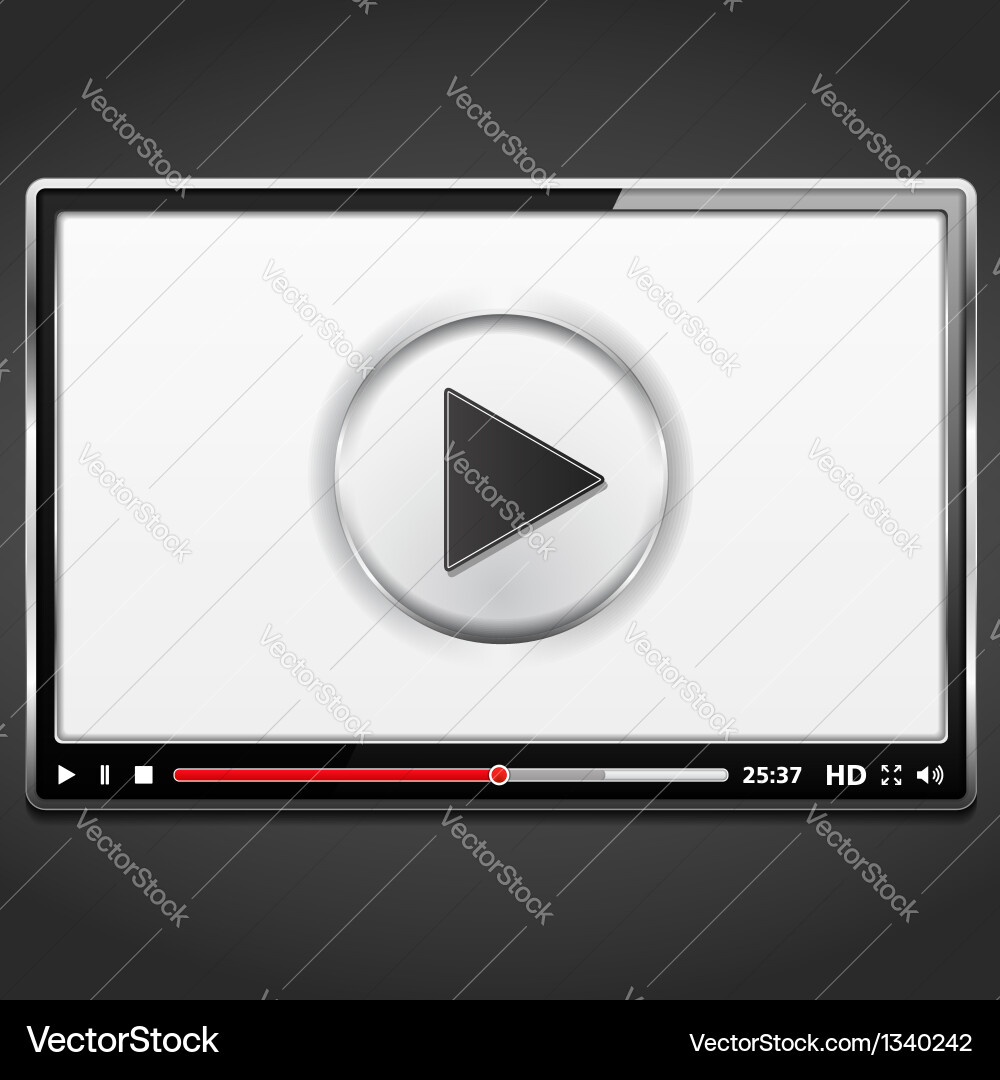 Video player template Royalty Free Vector Image