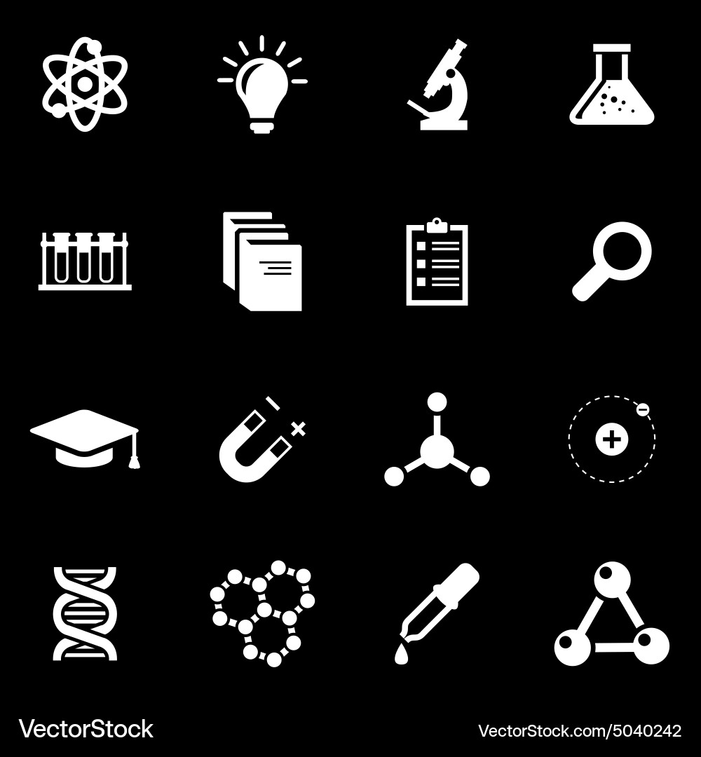 White science icon set Royalty Free Vector Image