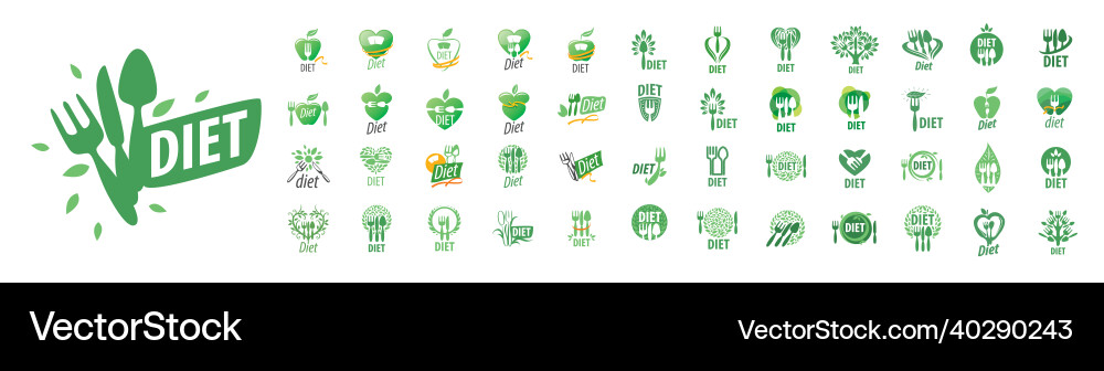 A set of diet logos on white background Royalty Free Vector