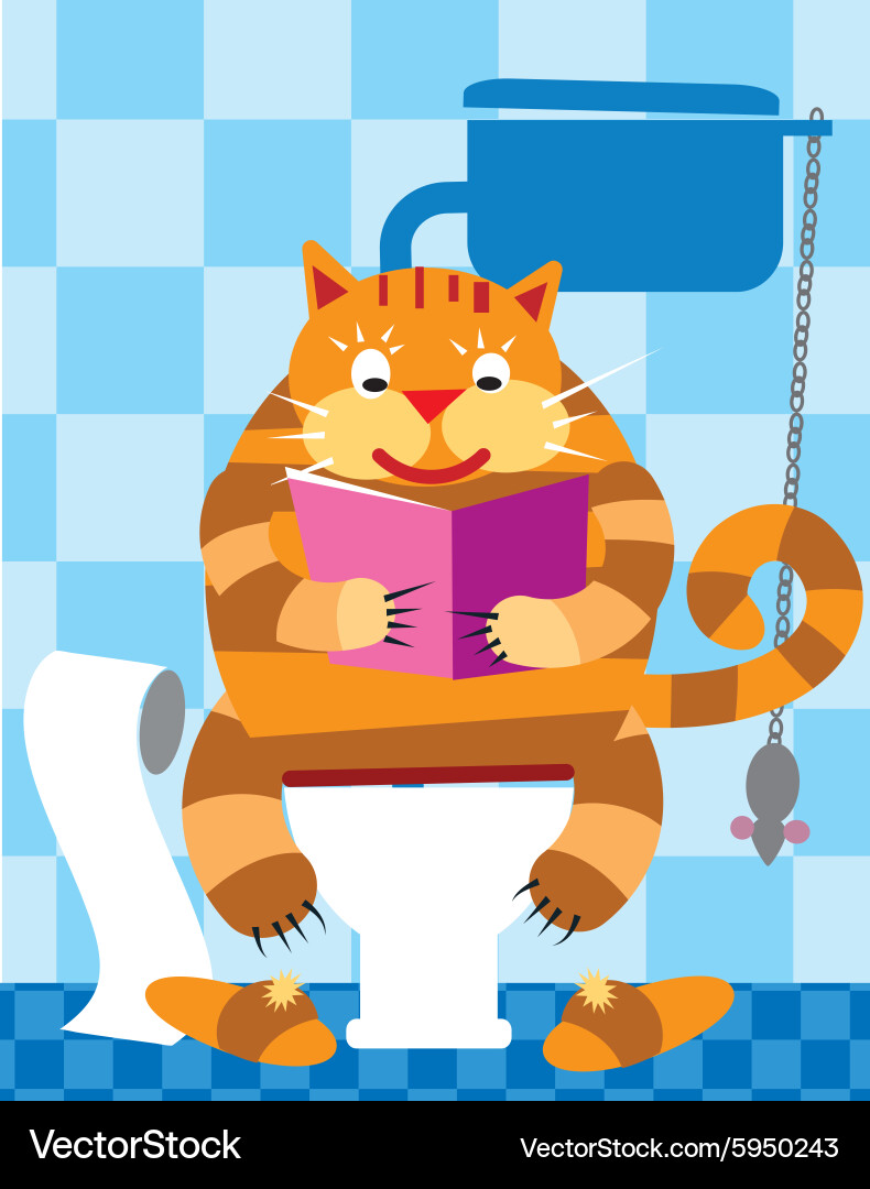 Cat on toilet Royalty Free Vector Image - VectorStock