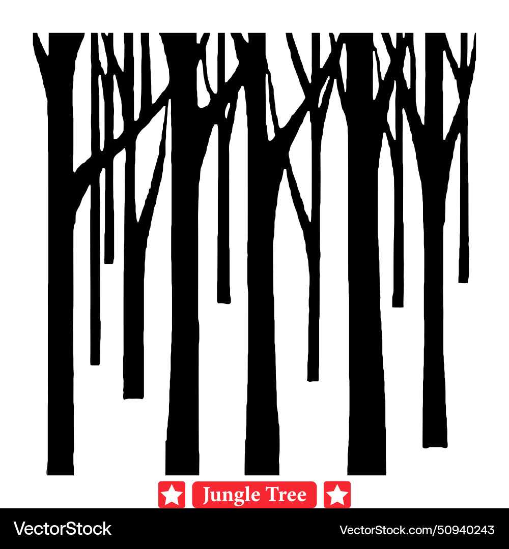 Deep jungle exploration authentic tree silhouette Vector Image