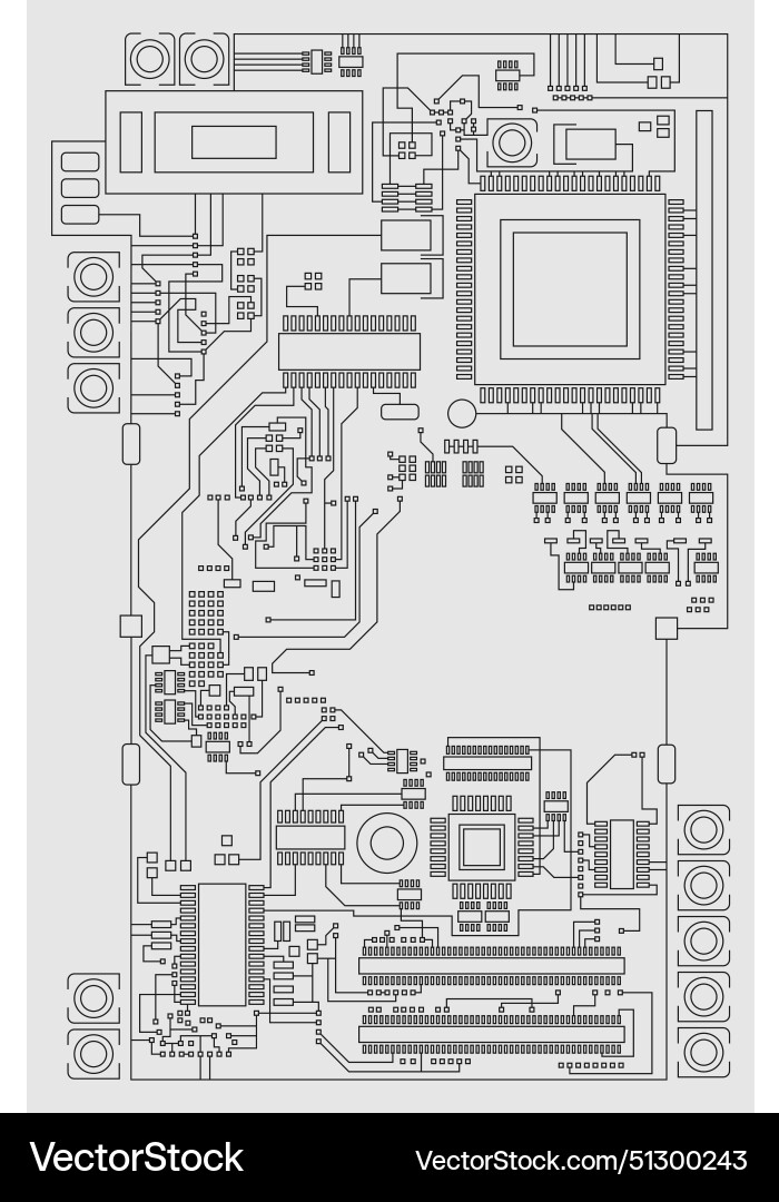 Digital technology printed circuit board diagram Vector Image