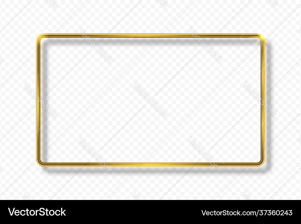 Golden rectangle frame on transparent background Vector Image