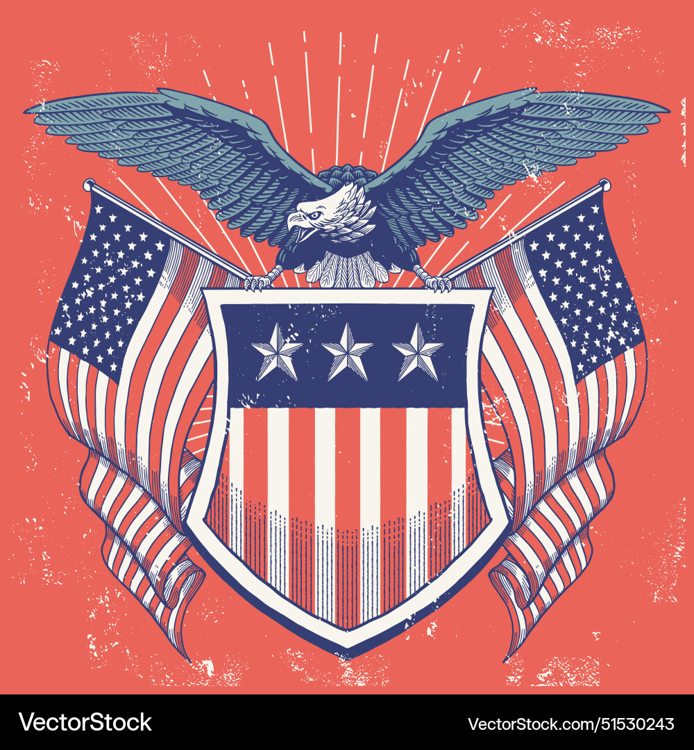 Hand drawn of american eagle Royalty Free Vector Image