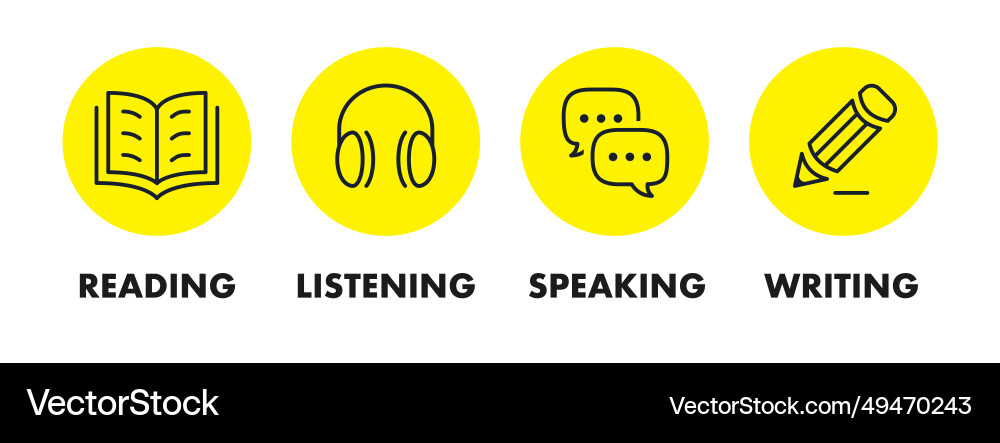 Language skills icon set line style isolated Vector Image