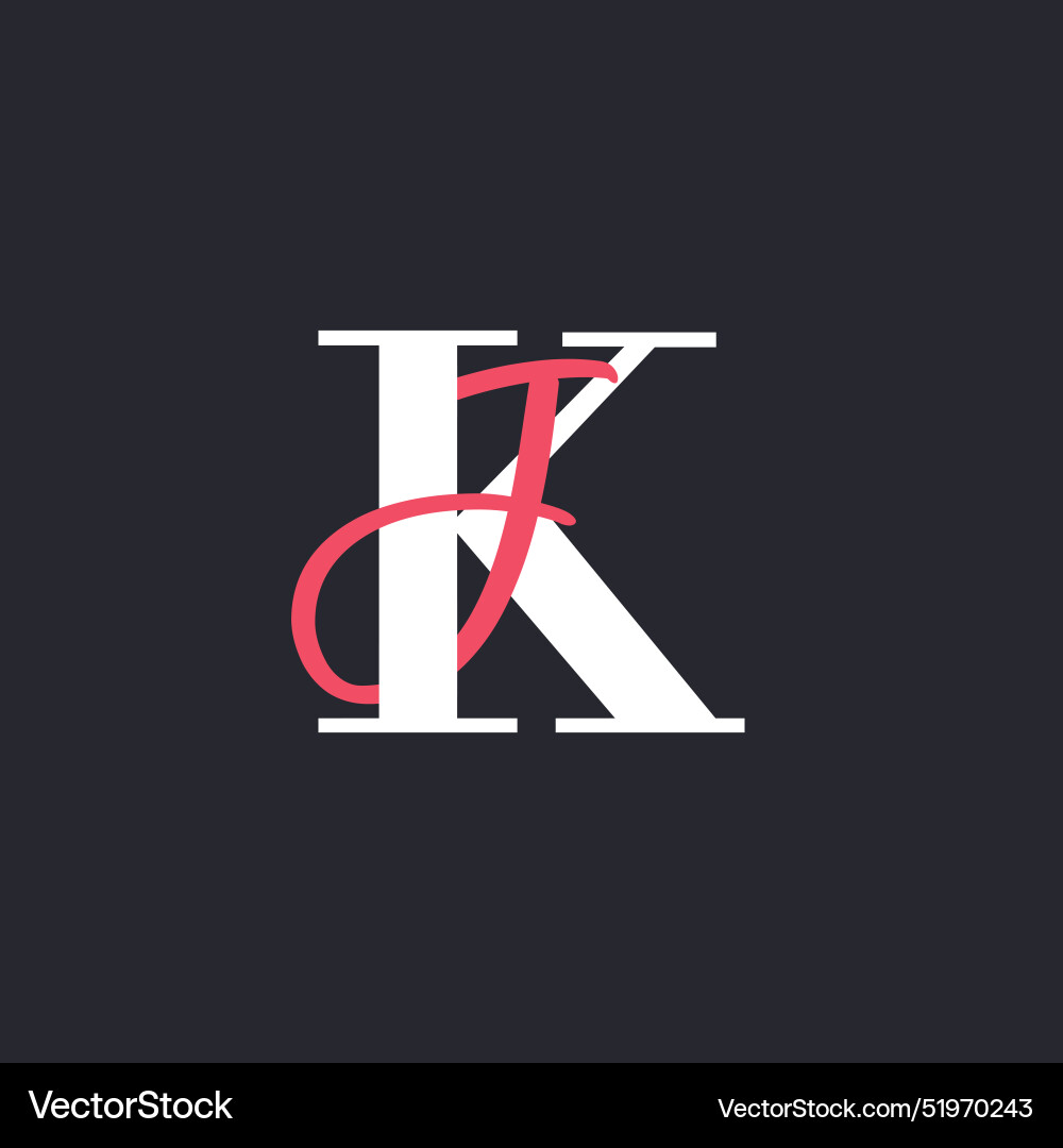 Letter kj logo perfectly blended initials Vector Image
