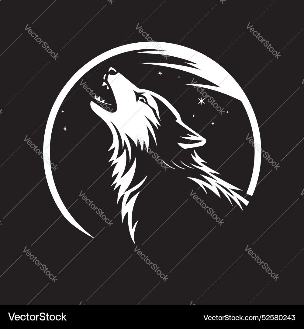 Lunarlament hand drawn symbol for howling wolf Vector Image