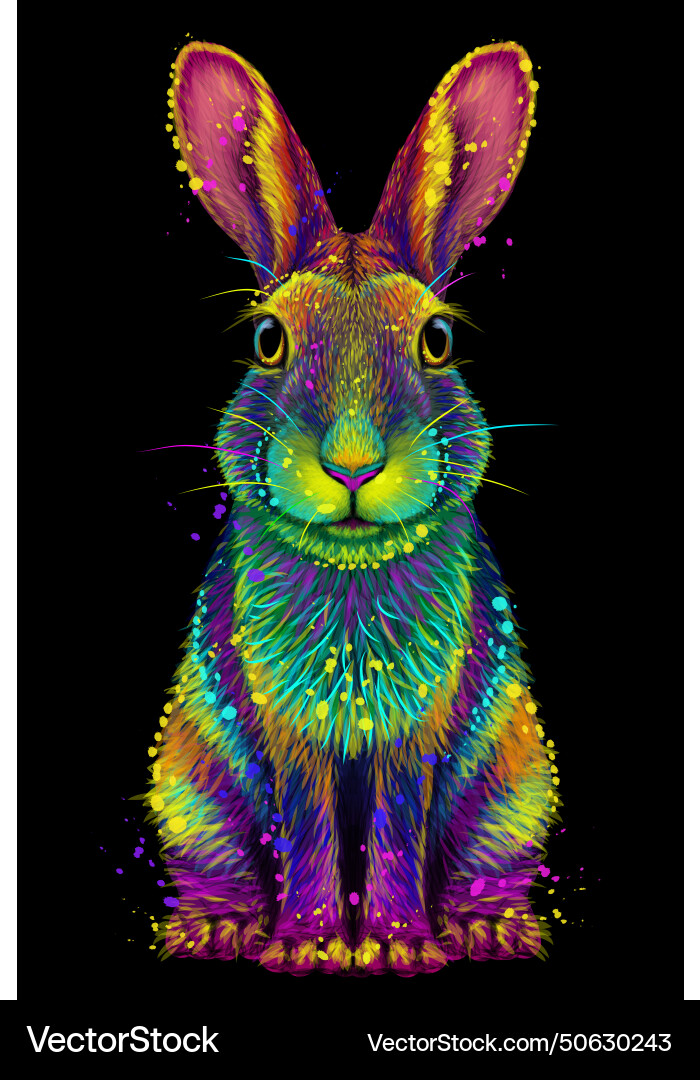 Rabbit abstract multicolored portrait Royalty Free Vector