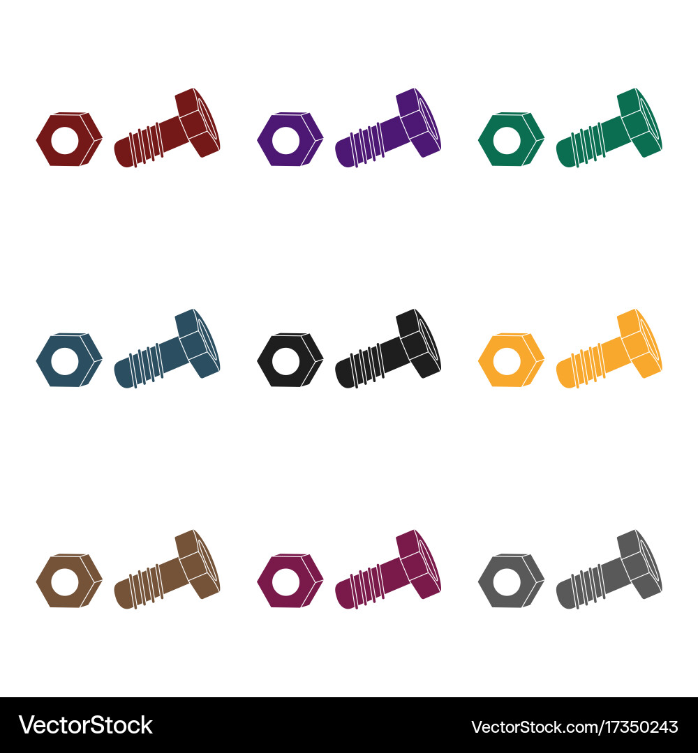 Structural bolt and hex nut icon in black style Vector Image