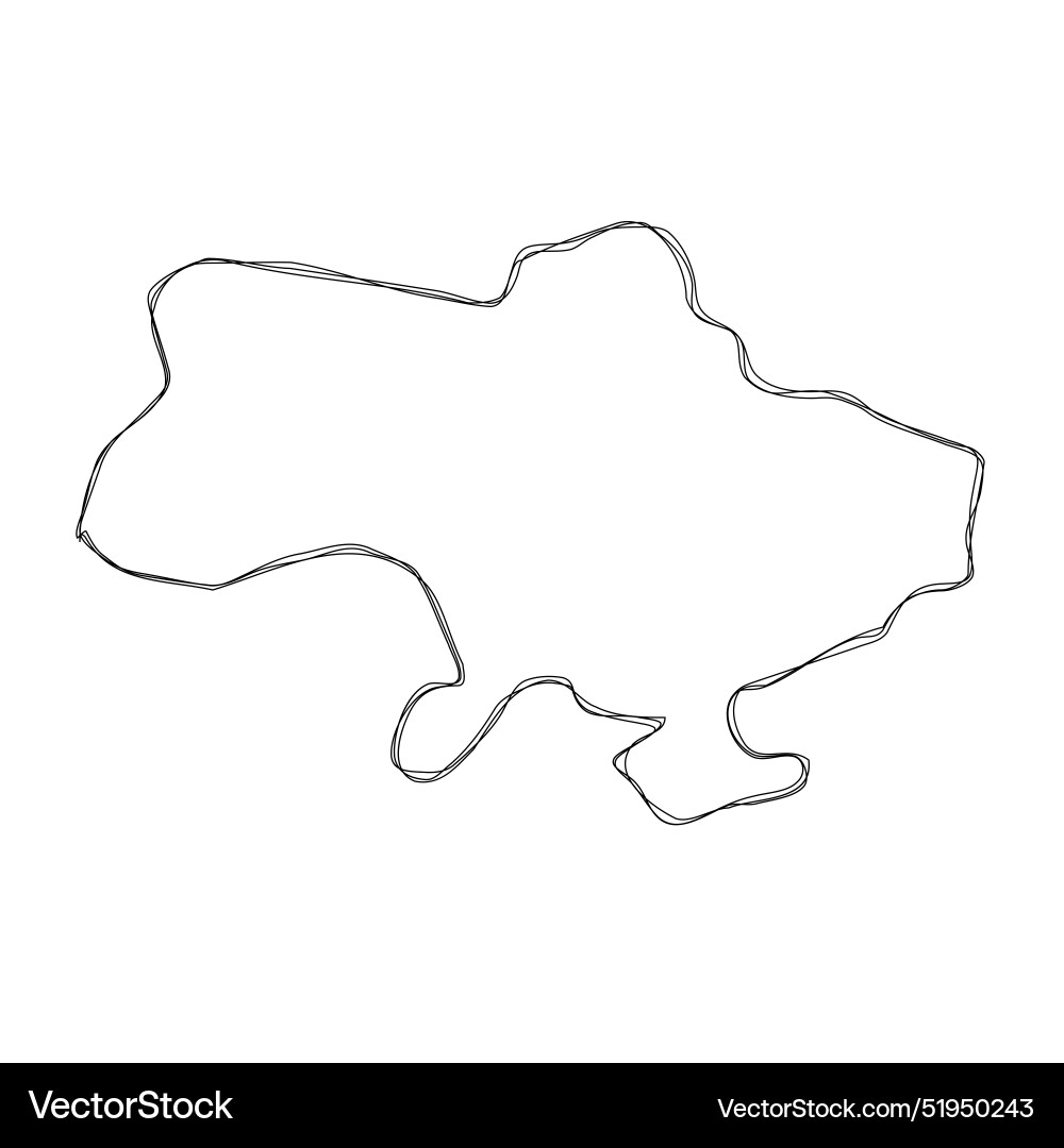 Ukraine simplified sketch map Royalty Free Vector Image