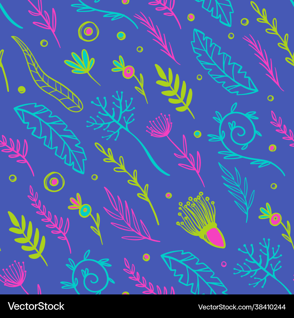 Abstract herbs fabric seamless pattern Royalty Free Vector