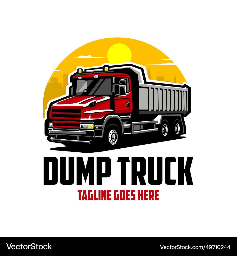 Dump truck ready made logo template Royalty Free Vector