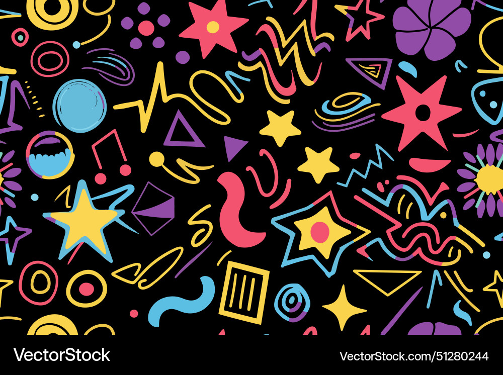 Fun shapes children seamless pattern flower Vector Image