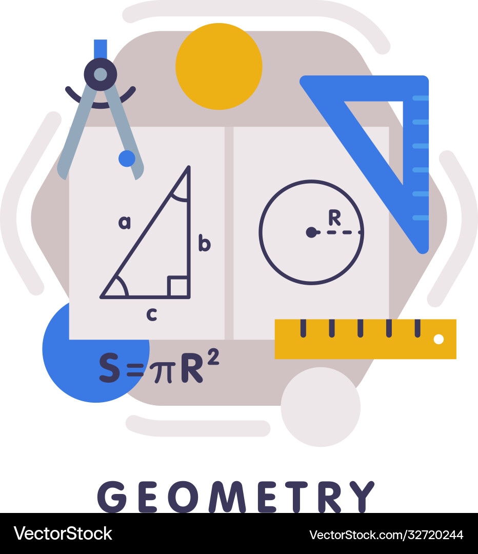 Geometry school subject icon education Royalty Free Vector