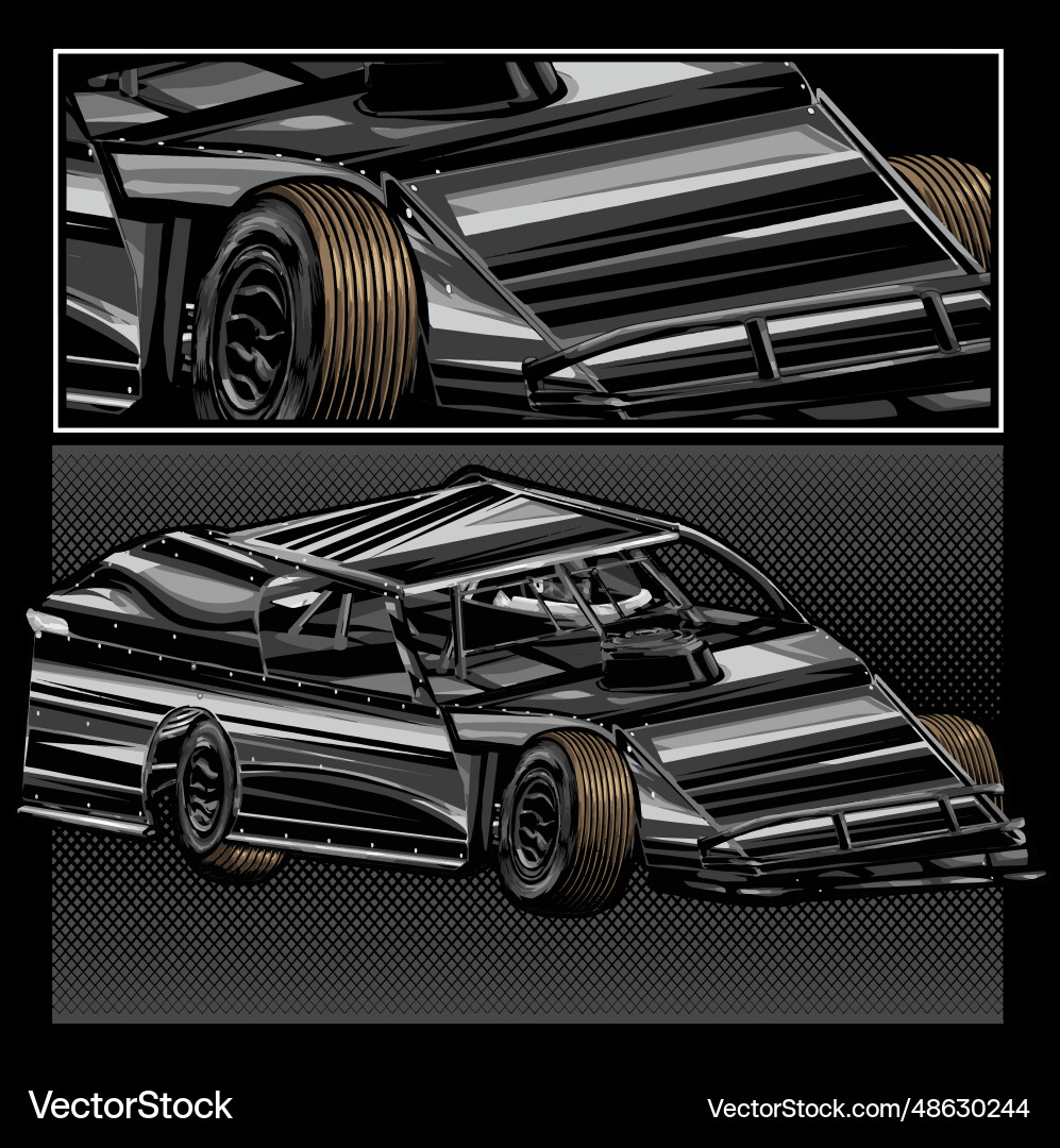 Gray drag racing car with black strip Royalty Free Vector