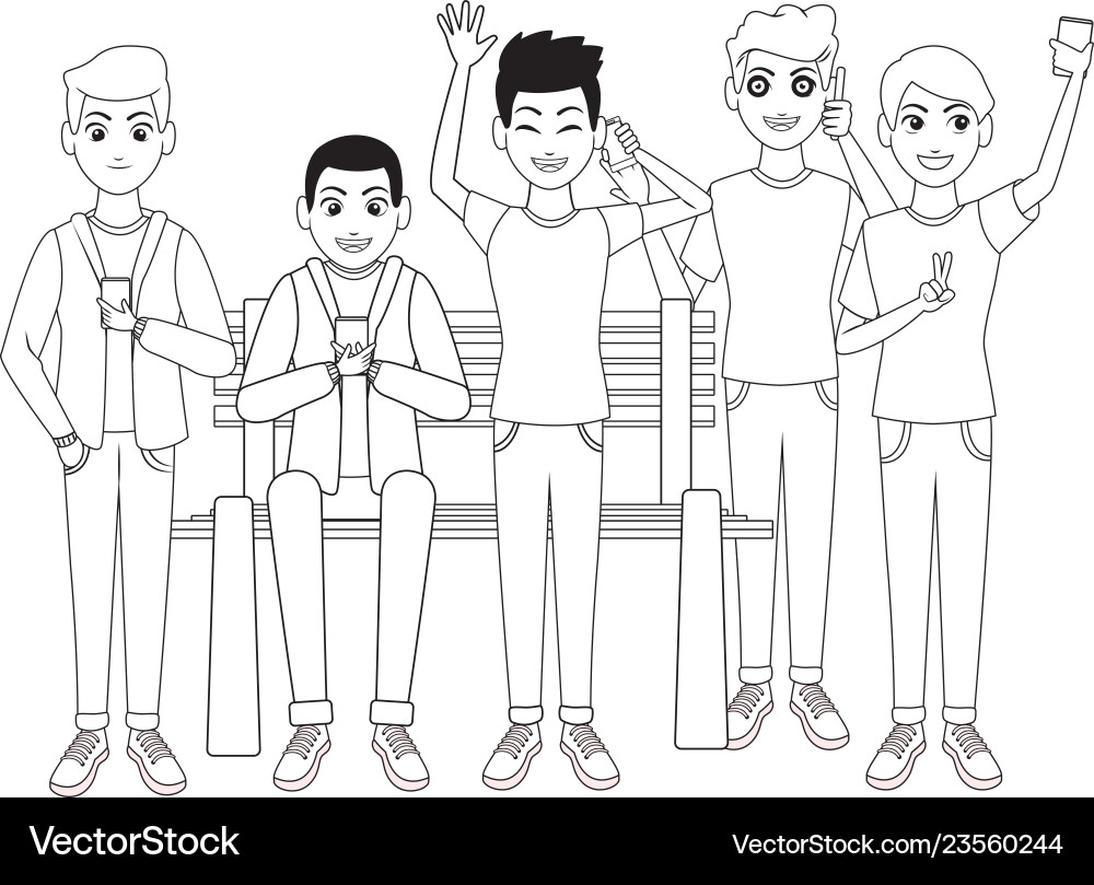 Group of friends cartoon Royalty Free Vector Image