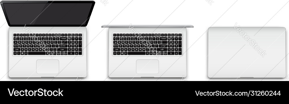 Laptop fully opened partially and closed Vector Image