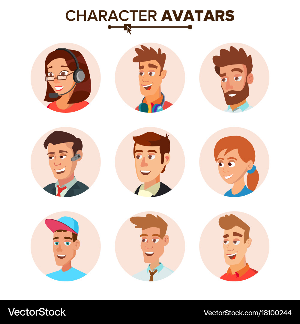 People characters avatars set cartoon flat Vector Image