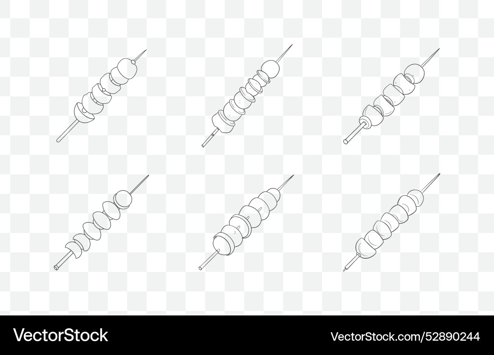 Print kebabs line art set featuring Royalty Free Vector