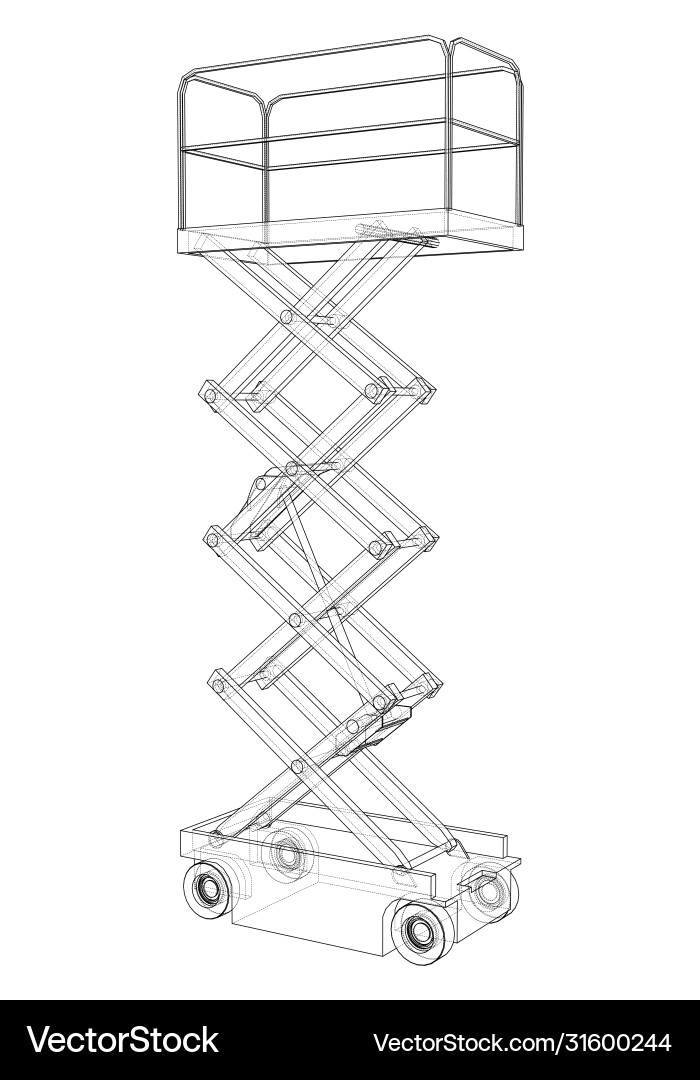 Scissor lift concept outline Royalty Free Vector Image