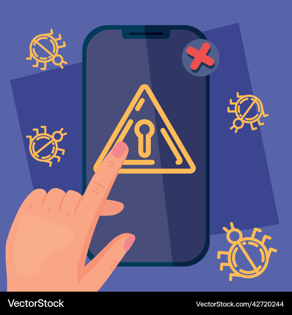 Smartphone with alert signal Royalty Free Vector Image