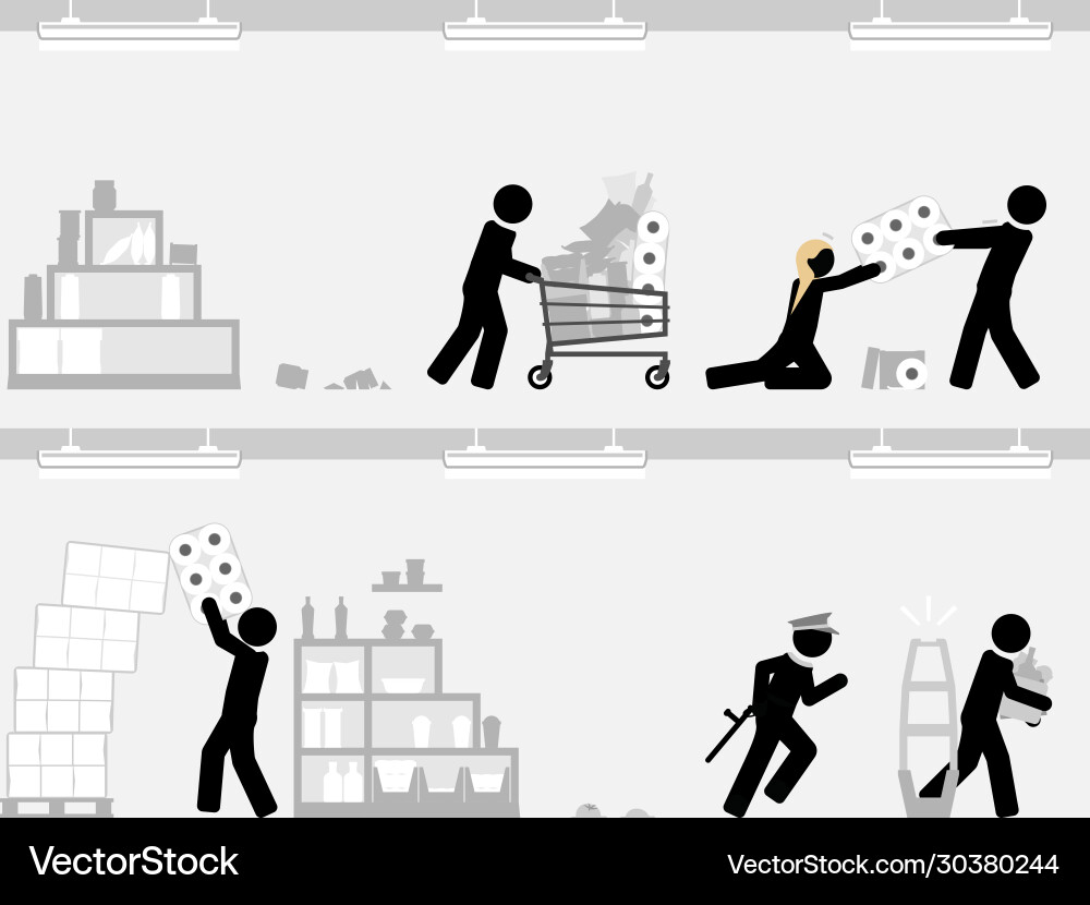 Supermarket panic buying Royalty Free Vector Image