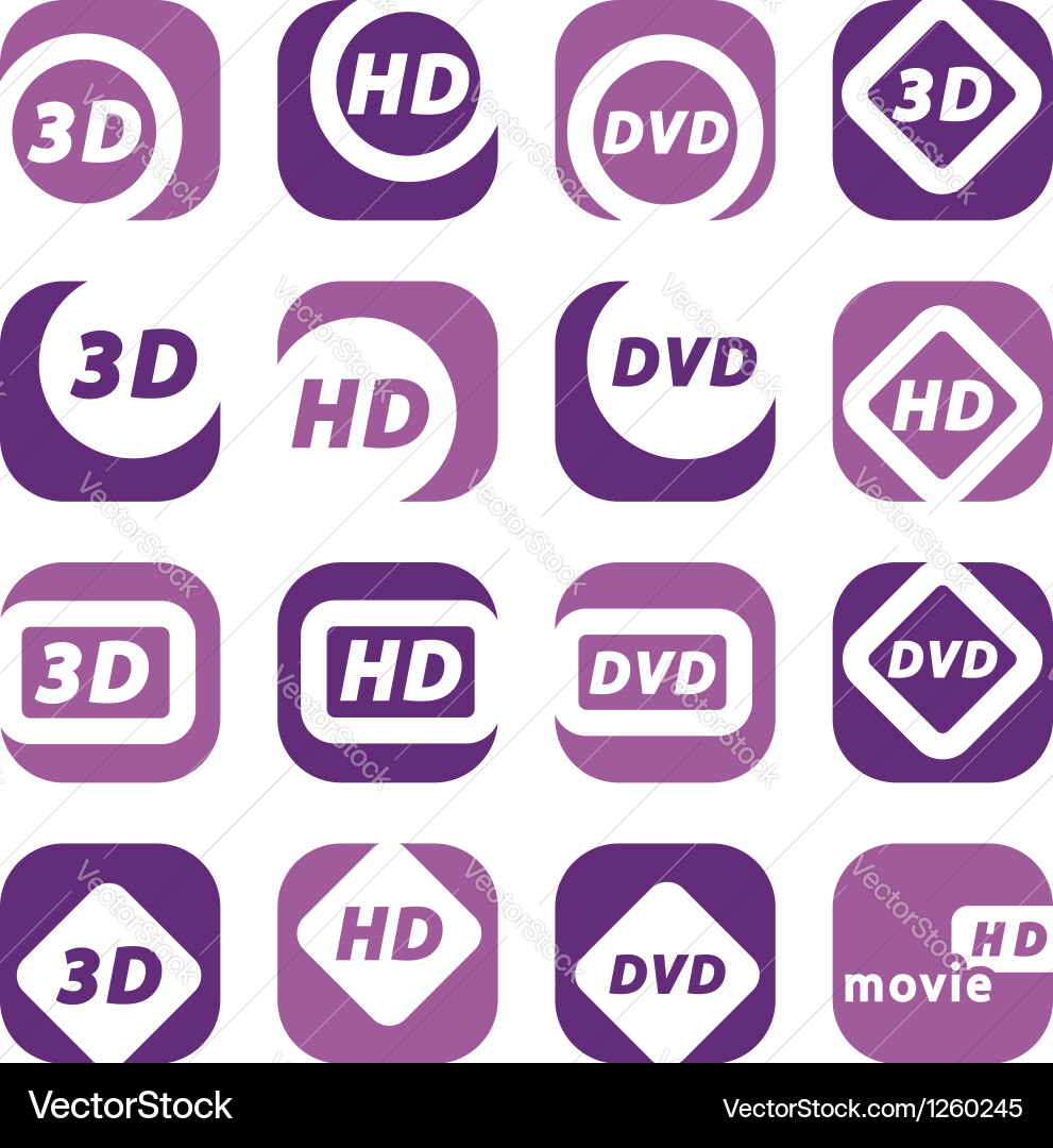 Color movie icons Royalty Free Vector Image - VectorStock