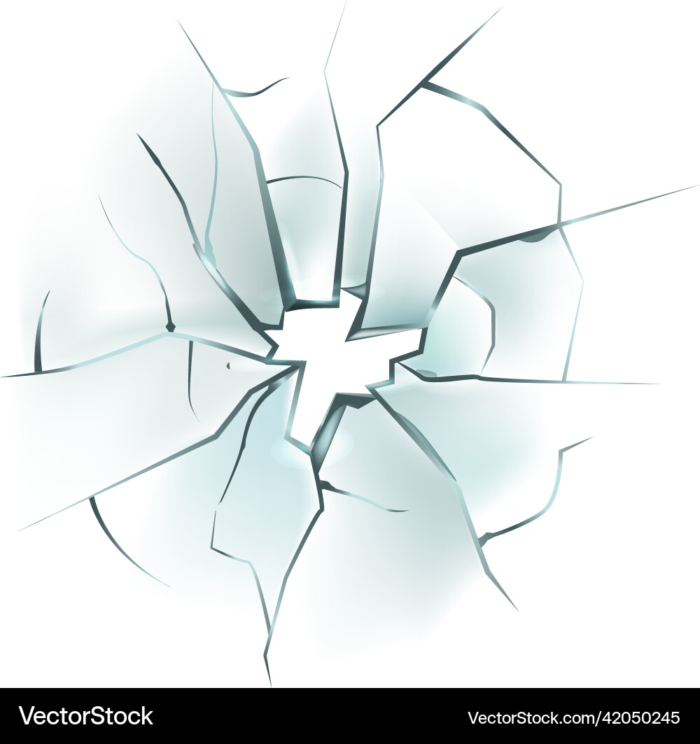 Cracked glass realistic broken screen crush Vector Image