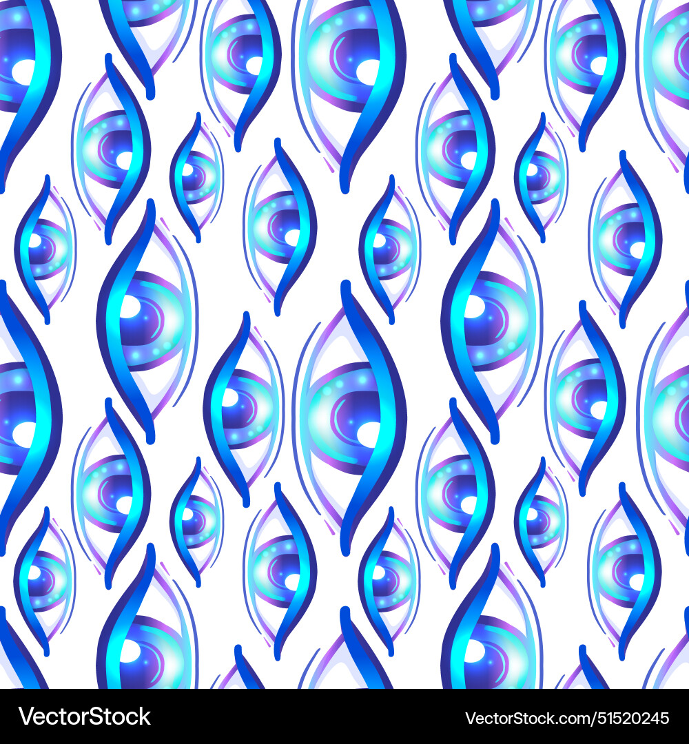 Eyes seamless pattern over colorful dotted retro Vector Image