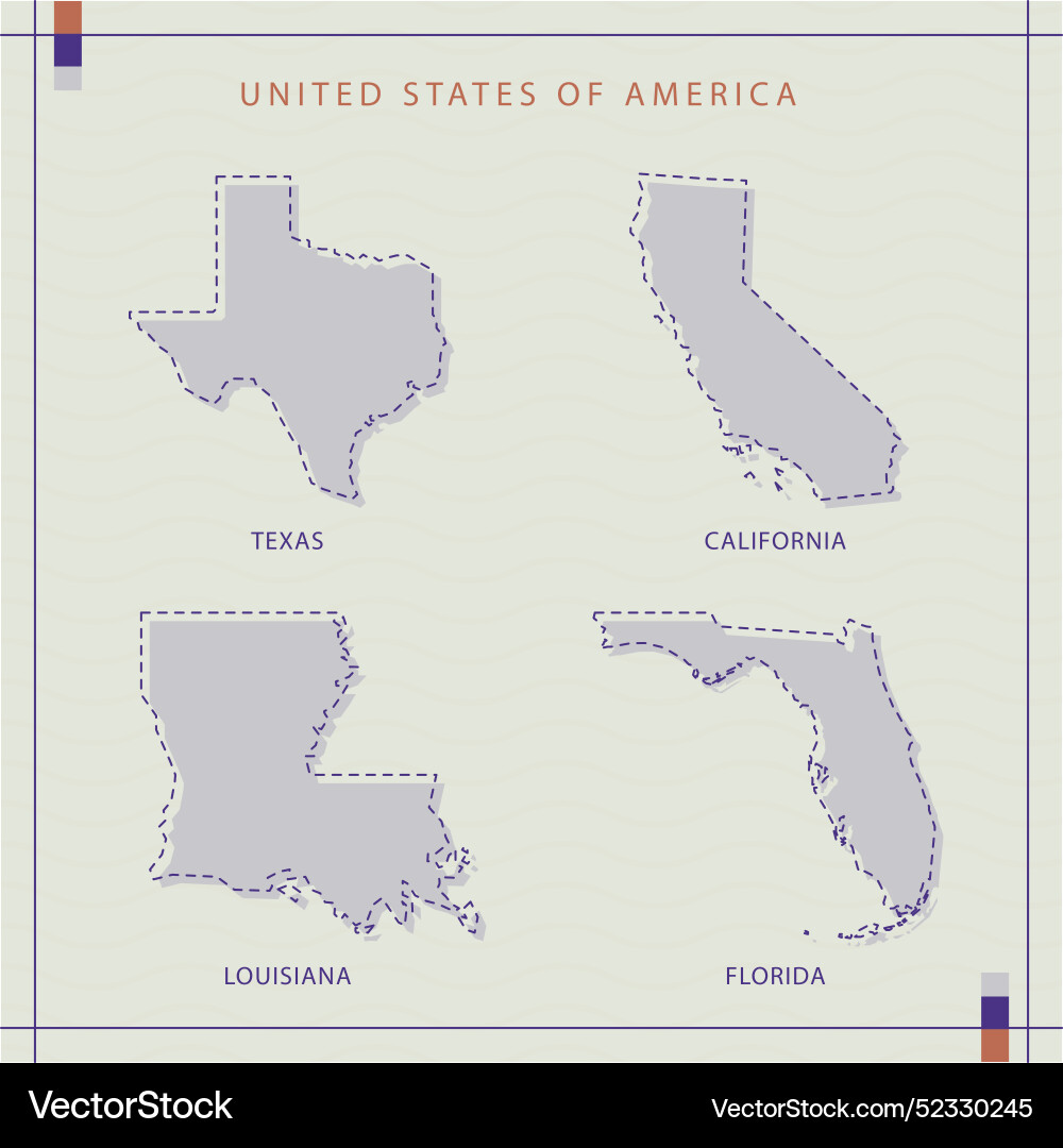 Hand drawn usa states outline map Royalty Free Vector Image