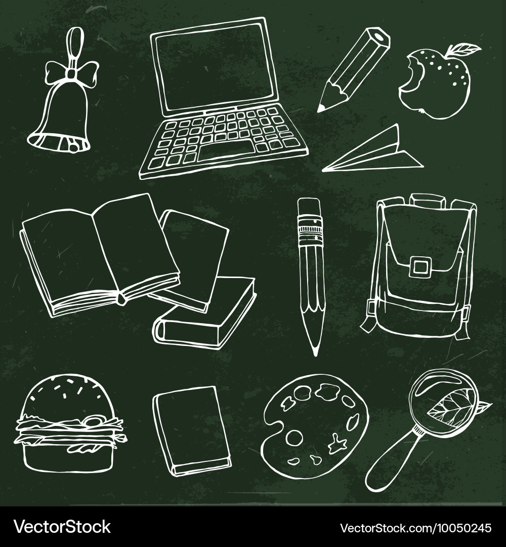 School objects Royalty Free Vector Image - VectorStock