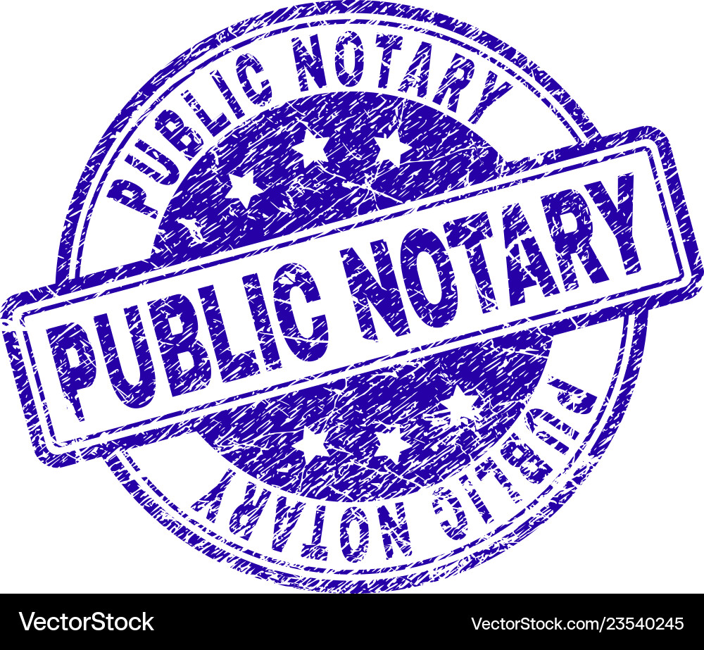 Scratched textured public notary stamp seal Vector Image