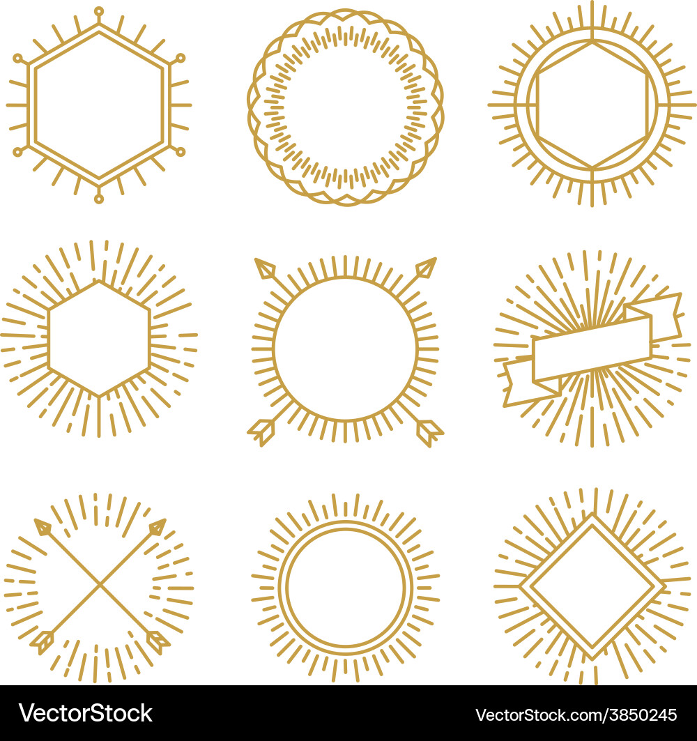 Set of outline emblems and badges Royalty Free Vector Image