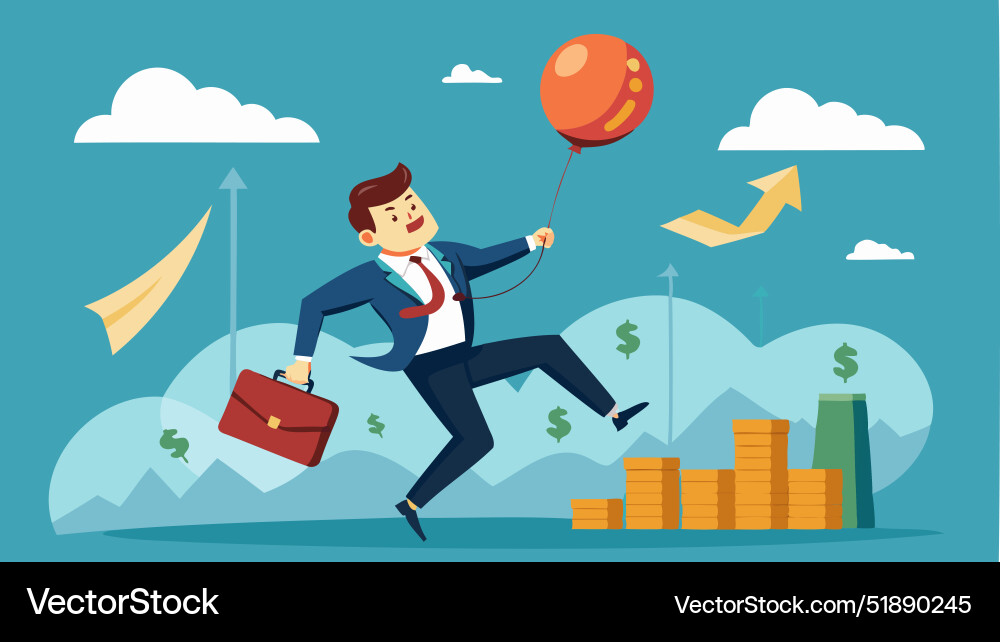 Soaring investor financial bubble metaphor Vector Image