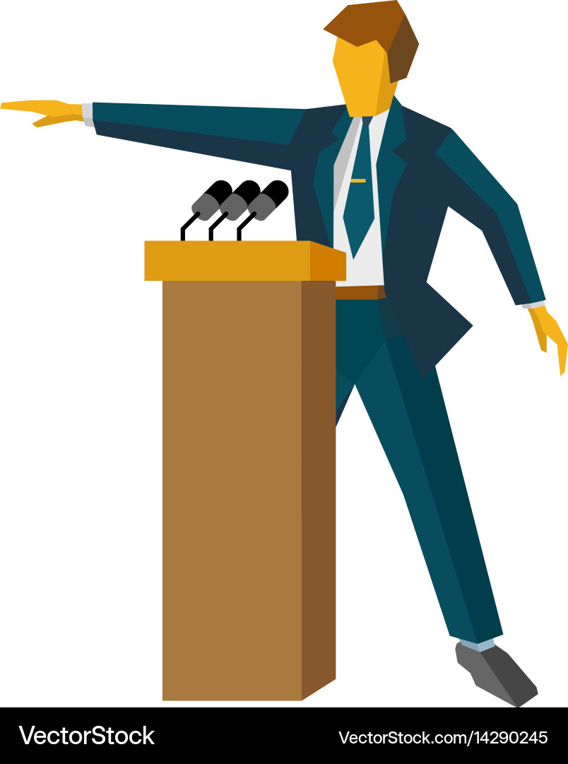 Speaker at podium man standing rostrum Royalty Free Vector