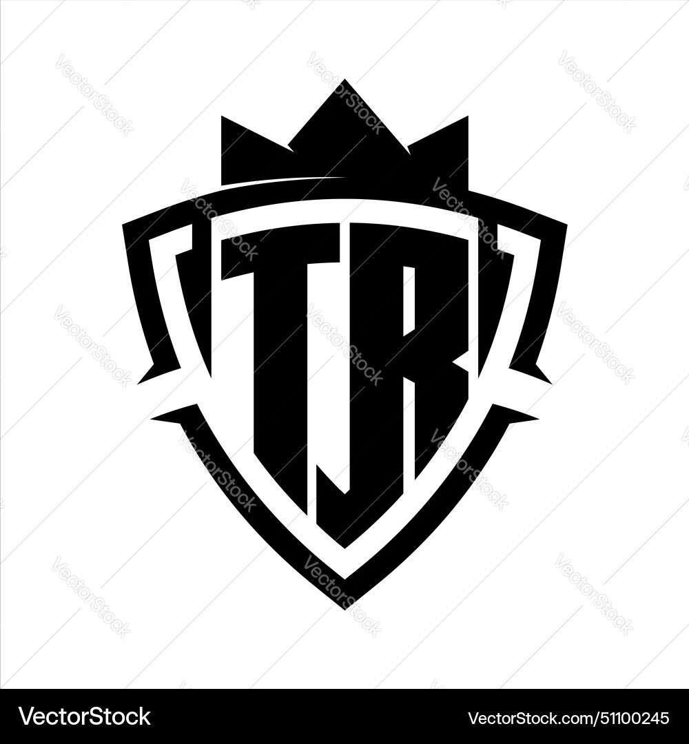 Tr letter bold monogram triangle curve shield Vector Image