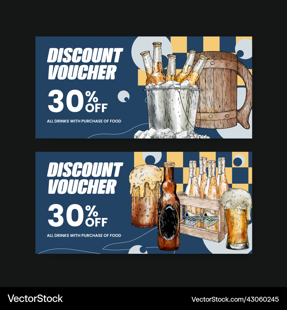 Voucher template with craft beer Royalty Free Vector Image