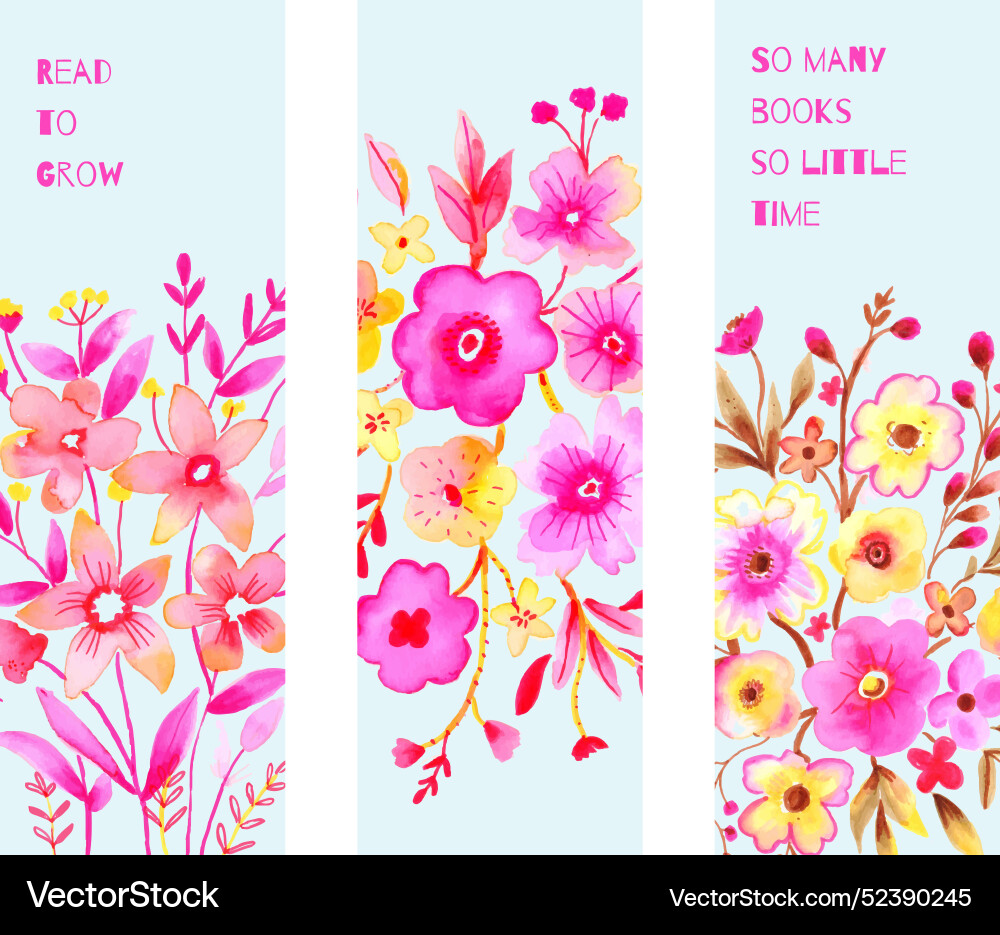Watercolor bookmark design Royalty Free Vector Image