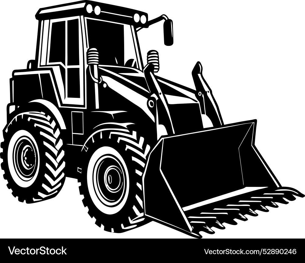 Backhoe loader silhouette Royalty Free Vector Image