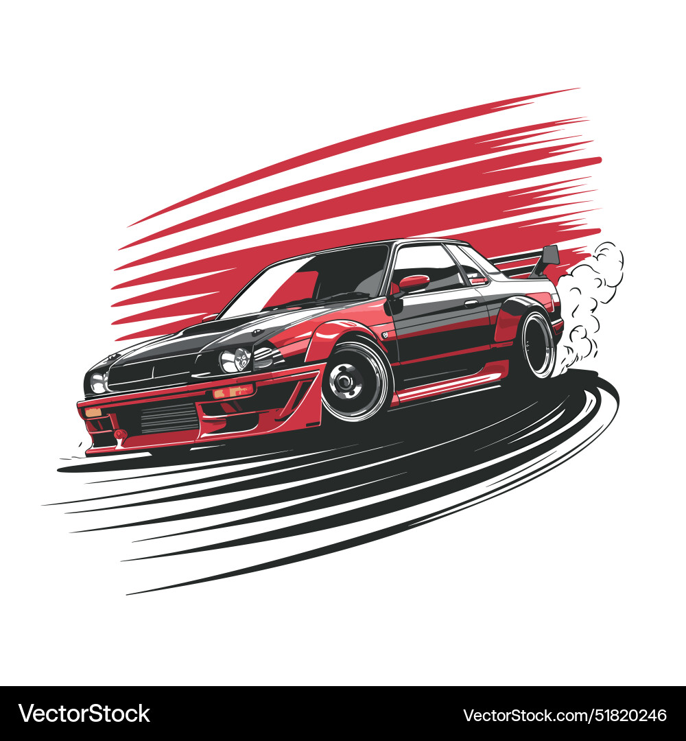 Car drifting jdm japanese Royalty Free Vector Image