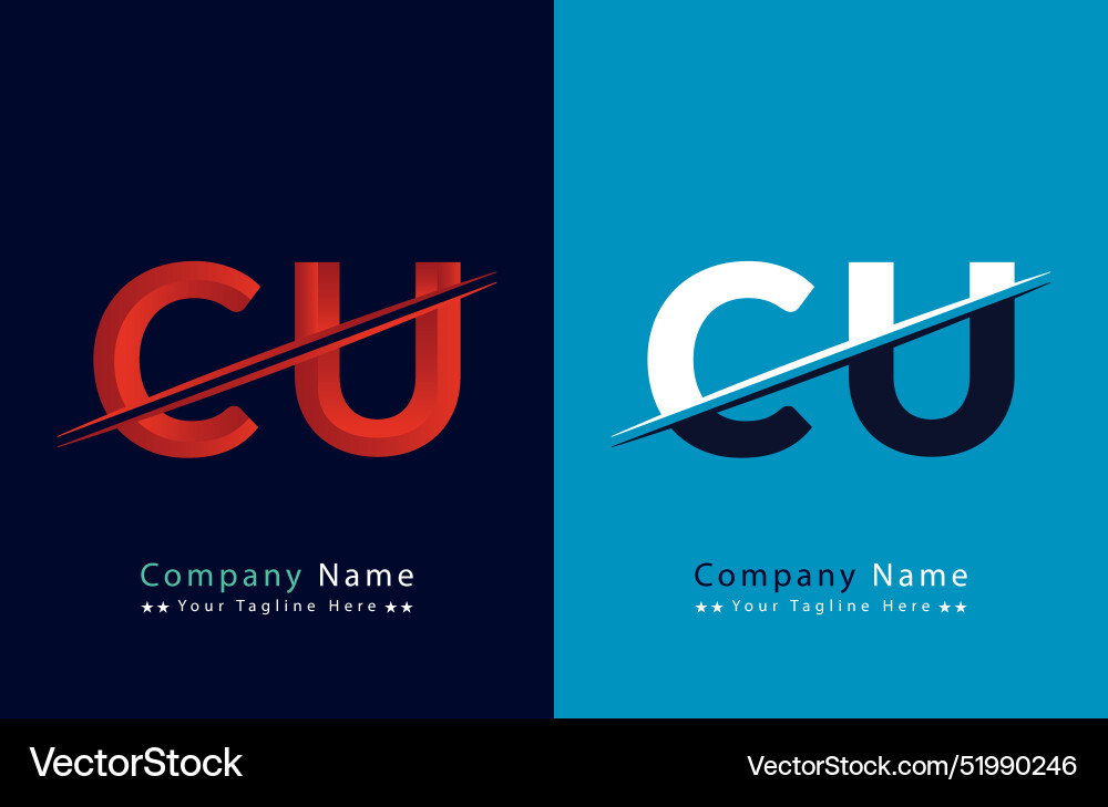 Cu letter logo template design Royalty Free Vector Image