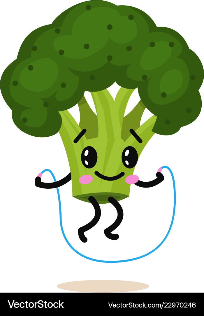 Cute Broccoli Sports Character Royalty Free Vector Image