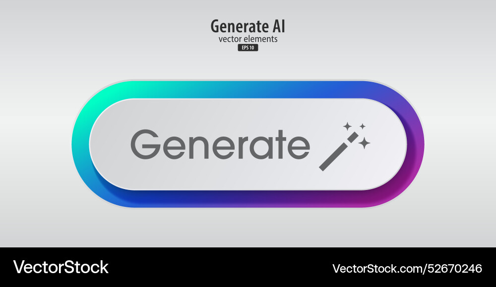 Generative ai white button press the button to Vector Image